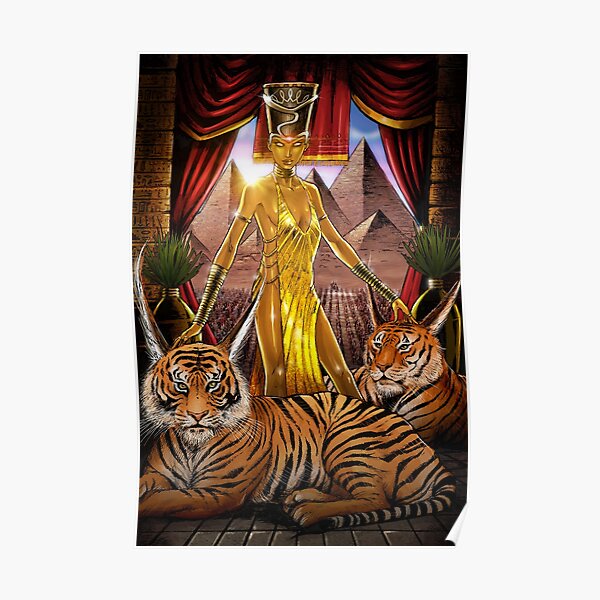 "Egyptian Pharaoh With Tigers" Poster for Sale by shevibe | Redbubble