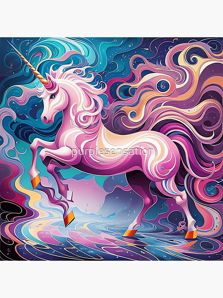 "Storm of Liquid Smoke Unicorn Abstract" Sticker for Sale by ...