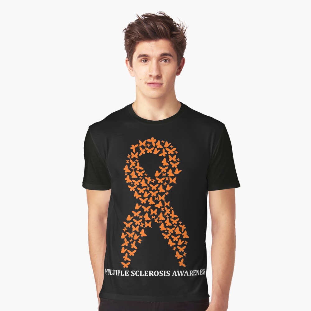 "Multiple Sclerosis Awareness A Orange Ribbon On MS Day " Sticker for ...