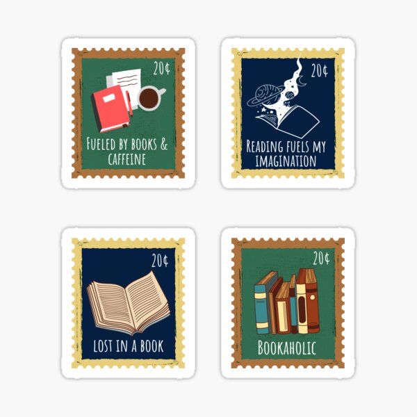 "Book Aesthetic Book Lover Stamp Pack" Sticker for Sale by ...