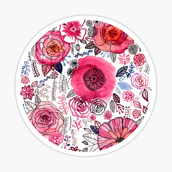 "Red Floral Mix" Sticker by TigaTiga | Redbubble