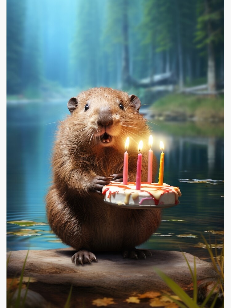 "Beaver with Birthday Cake" Greeting Card for Sale by OddCorro | Redbubble