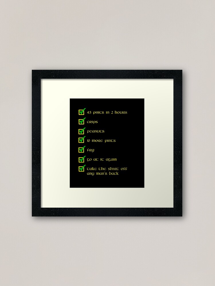 "Paddy Losty Pintman Checklist" Framed Art Print for Sale by Joe-okes ...