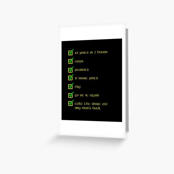"Paddy Losty Pintman Checklist" Greeting Card by Joe-okes | Redbubble
