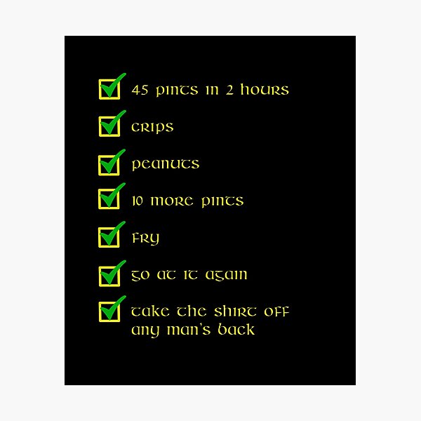 "Paddy Losty Pintman Checklist" Photographic Print by Joe-okes | Redbubble