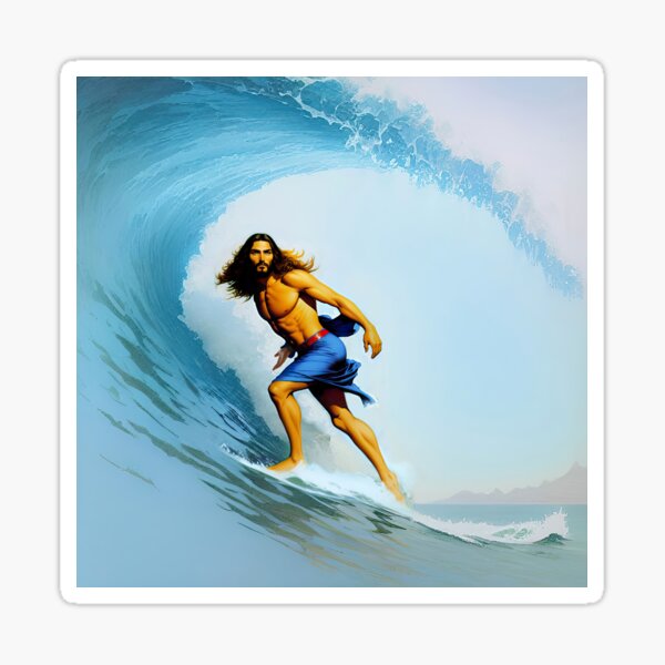 "Surfer Jesus" Sticker for Sale by WeedLoveJesus | Redbubble