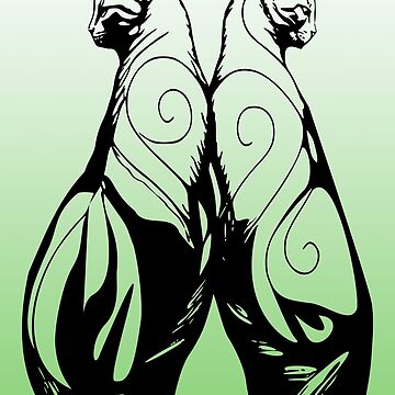 "Back to Back Cats Line Drawing" Sticker for Sale by DelynCreates ...