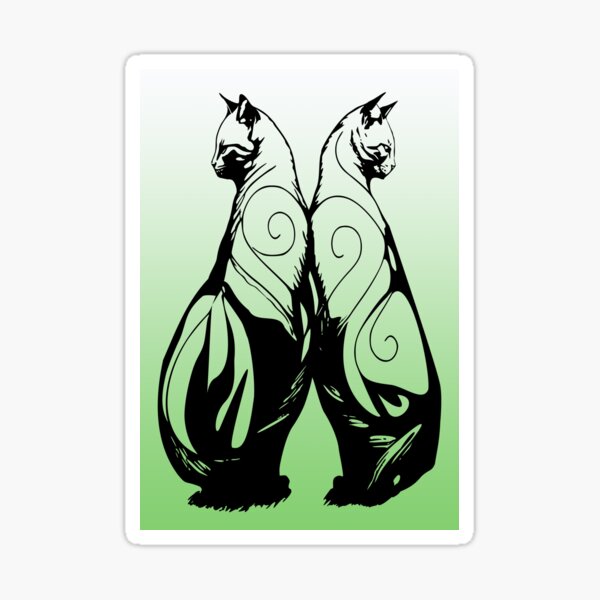 "Back to Back Cats Line Drawing" Sticker for Sale by DelynCreates ...