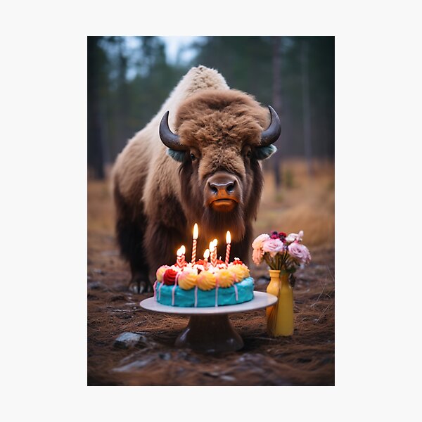 "Bison with Birthday Cake" Photographic Print for Sale by OddCorro ...