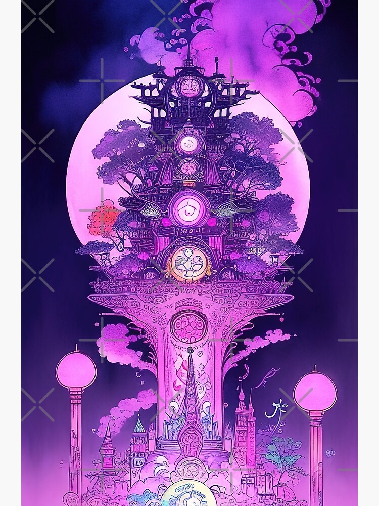 "Magical purple neon steampunk forest teleport" Poster for Sale by ...