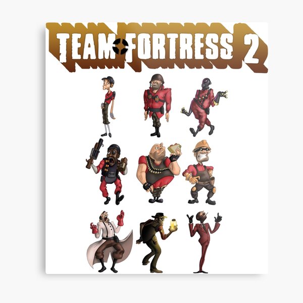 "Team Fortress 2 - All Characters / Classes with TF2 Logo" Metal Print ...