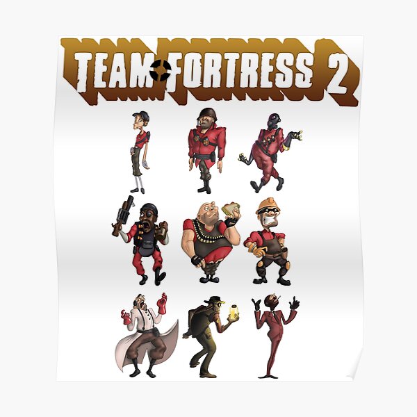 "Team Fortress 2 - All Characters / Classes with TF2 Logo" Poster for ...