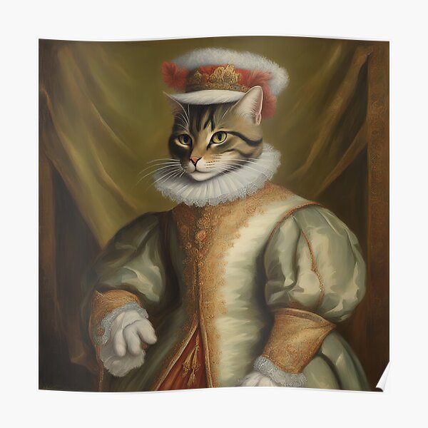 "Painting of a noble aristocrat cat" Poster for Sale by Remco Kouw ...