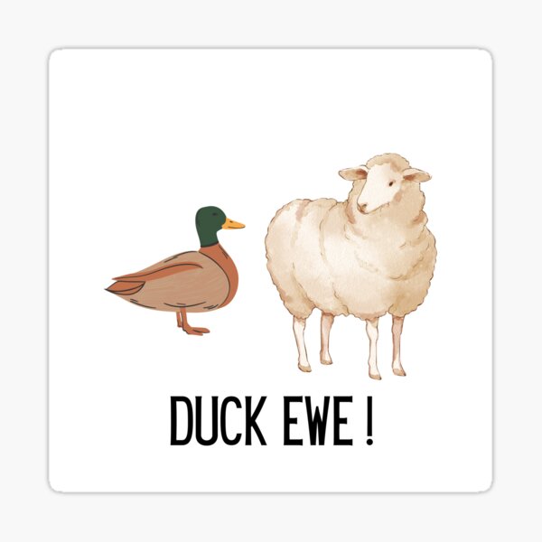 "Duck Ewe! - Funny Duck Sheep (Light)" Sticker for Sale by DavidsDucks ...