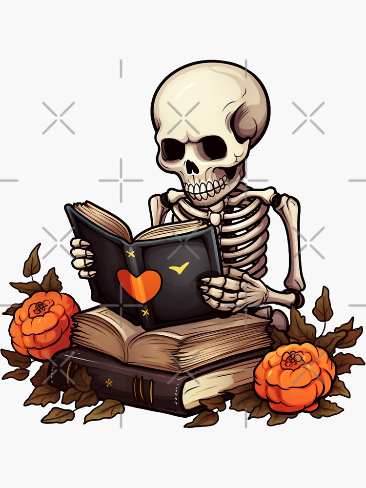 "Skeleton reading a book" Sticker for Sale by GuGus1337 | Redbubble