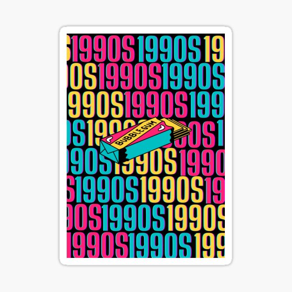 "1990s retro design 8 - Black Background" Sticker for Sale by ...
