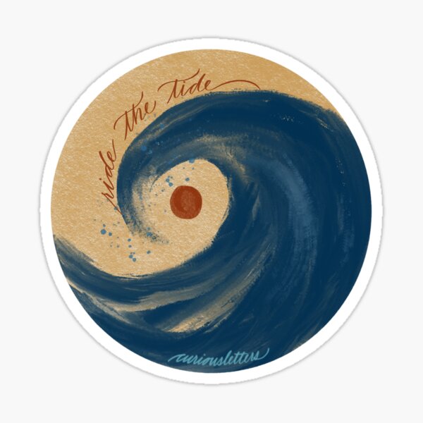 "Ride The Tide Sea Wave Design" Sticker for Sale by CuriousLetters ...