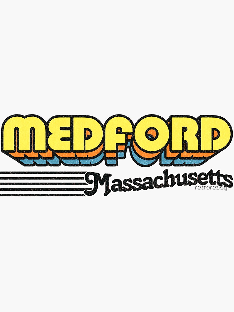 "Medford, Massachusetts | Retro Stripes" Sticker by retroready | Redbubble