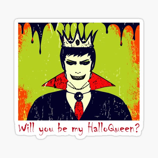 "Will You Be My HalloQueen? Halloween Vampire Pun" Sticker for Sale by ...
