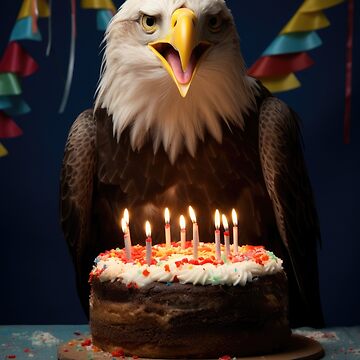 "Bald Eagle with Birthday Cake" Art Print for Sale by OddCorro | Redbubble
