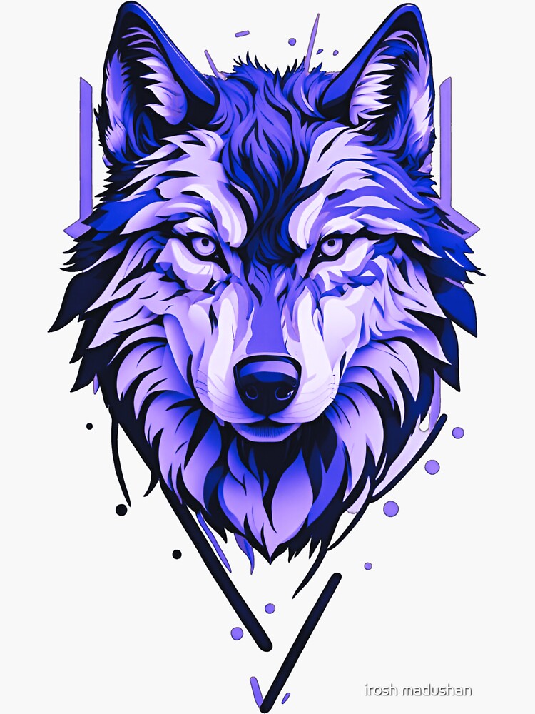 "Alpha Serenity: The Cool Blue Wolf Chief" Sticker for Sale by irosh ...