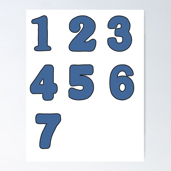 "Blue Numbers 1-7 Teacher" Poster for Sale by retrorangerr | Redbubble
