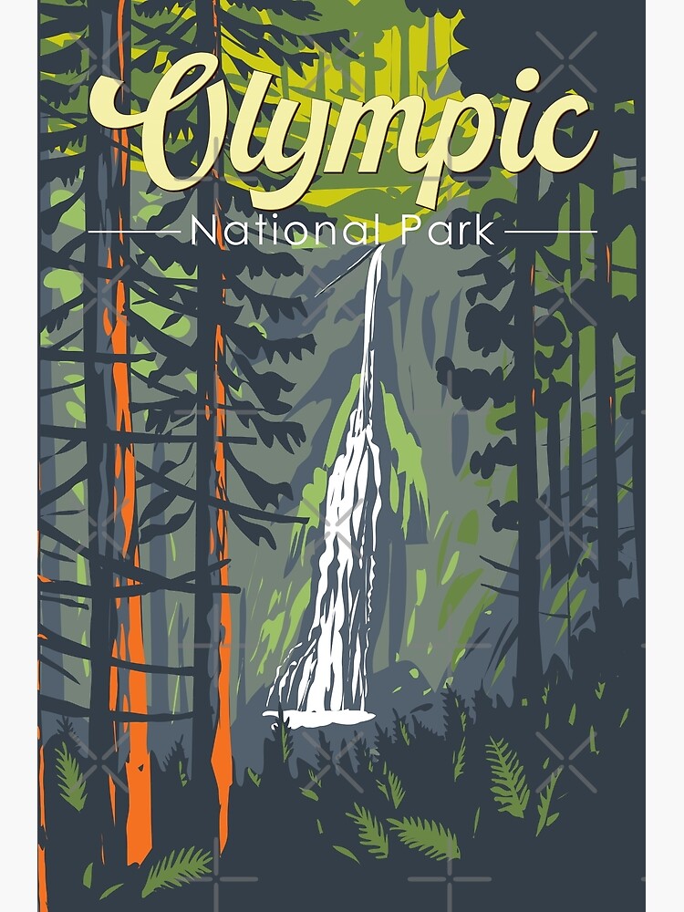 "Olympic National Park Illustration Retro" Poster for Sale by ...