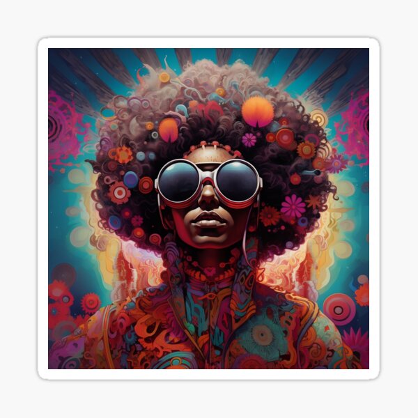 "Things Are Looking Up, Psychedelic black african woman in goggles ...