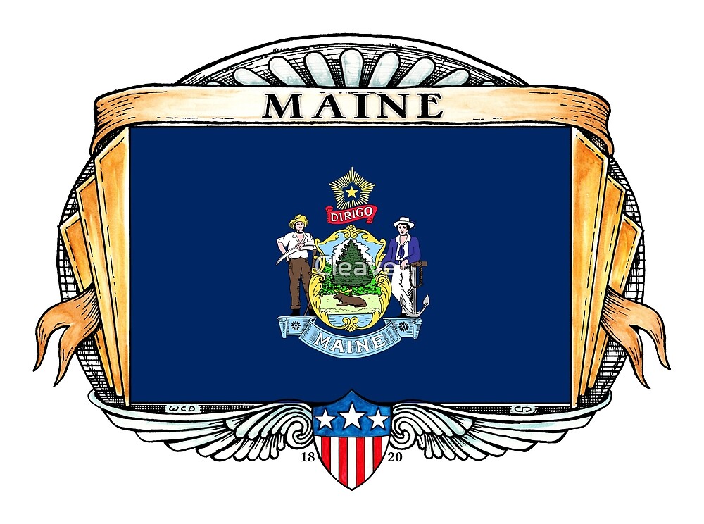 "Maine Art Deco Design with Flag" by Cleave | Redbubble