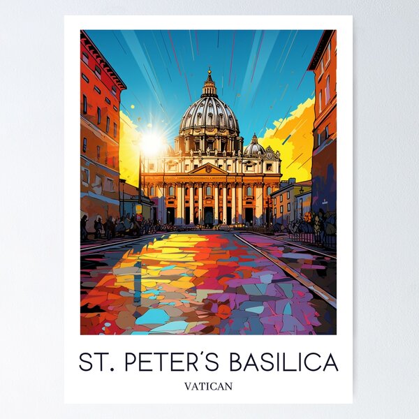 "A Pop Art Travel Print of St. Peter's Basilica - Vatican" Poster for ...