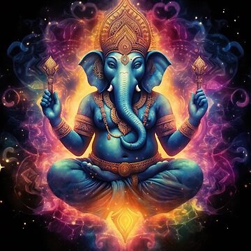 "Cosmic Lord Ganesh Digital Art" Sticker for Sale by Mystikosart ...