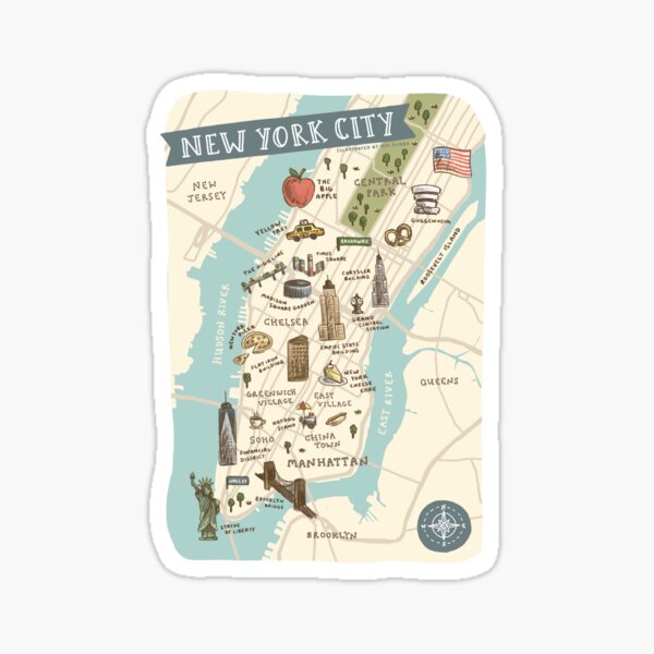 "Map of NYC" Sticker for Sale by thosepencils | Redbubble