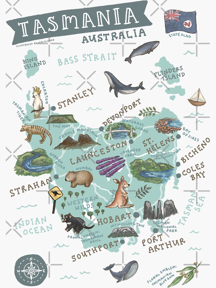"Map of Tasmania" Sticker for Sale by thosepencils | Redbubble