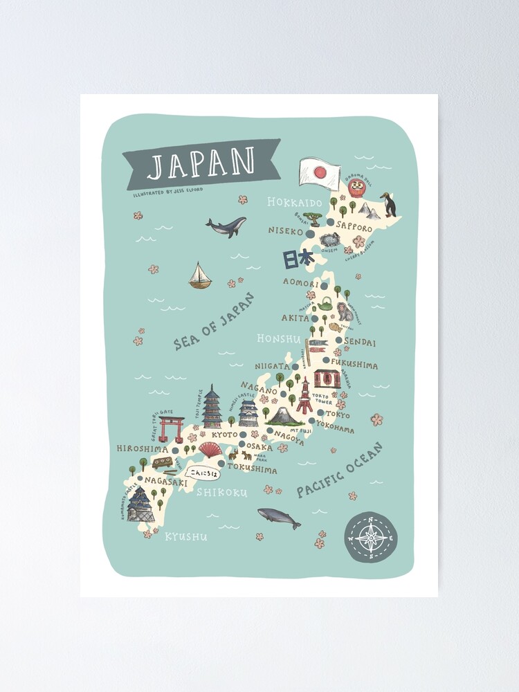 "Map of Japan" Poster for Sale by thosepencils | Redbubble