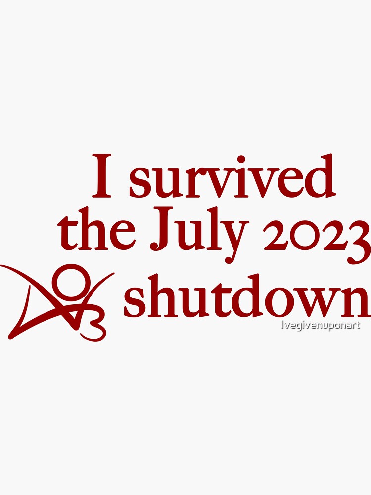 "AO3 shutdown survivor" Sticker for Sale by Ivegivenuponart | Redbubble