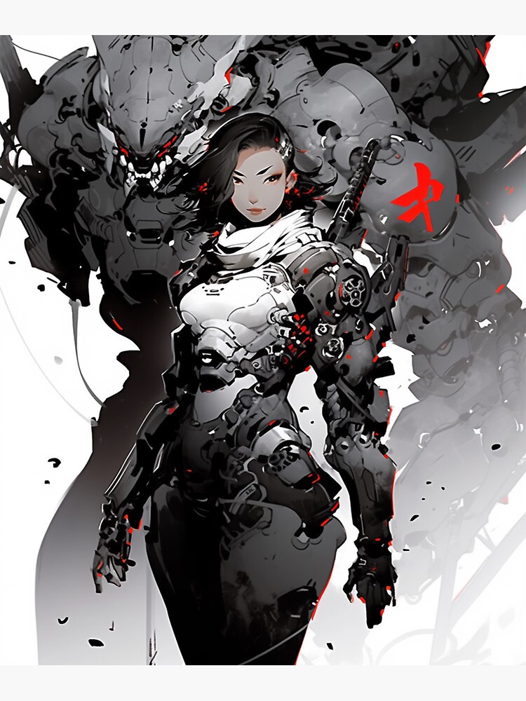 "Cyberpunk Mech Girl - Unleashing Hell " Sticker for Sale by Splatter ...