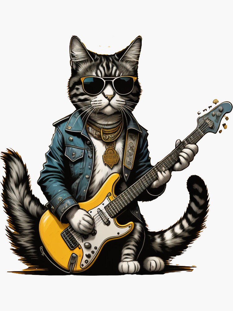 Pegatina for Sale con la obra «Gato rockero» de julirs317 | Redbubble