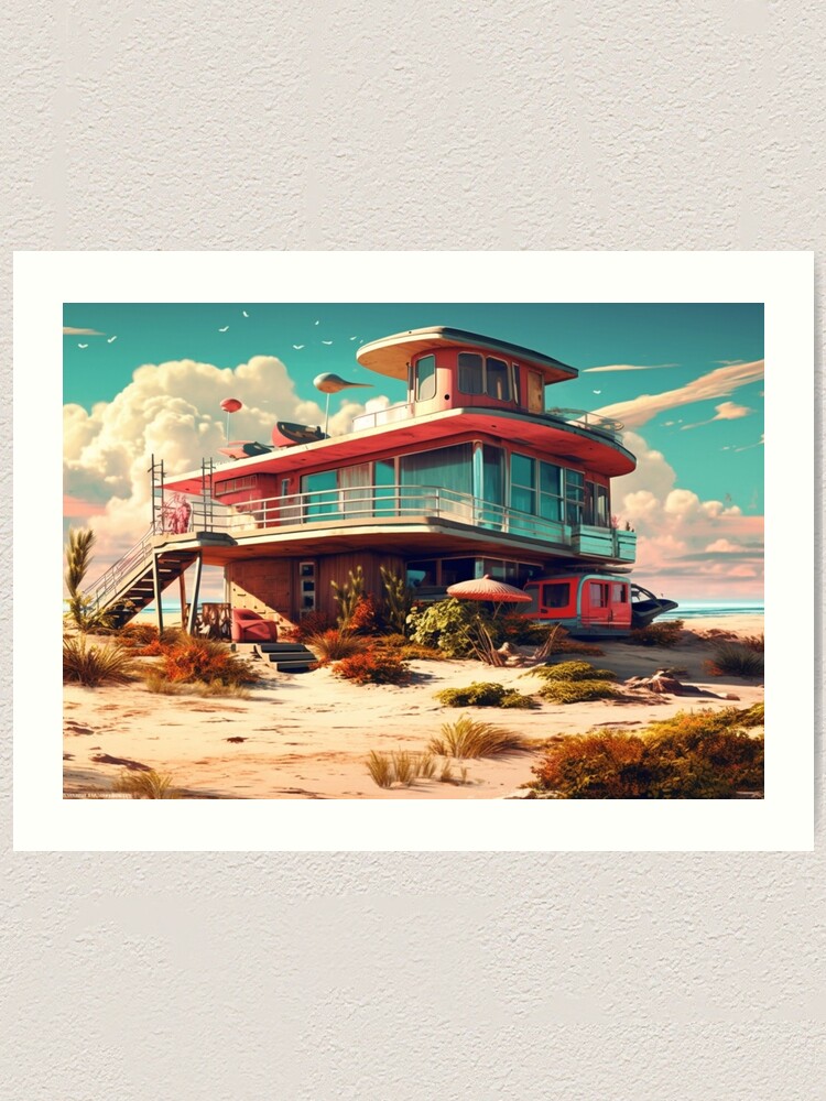 "Hypercolour Retrofuturist Dreamhouse IV" Art Print for Sale by Bondi ...