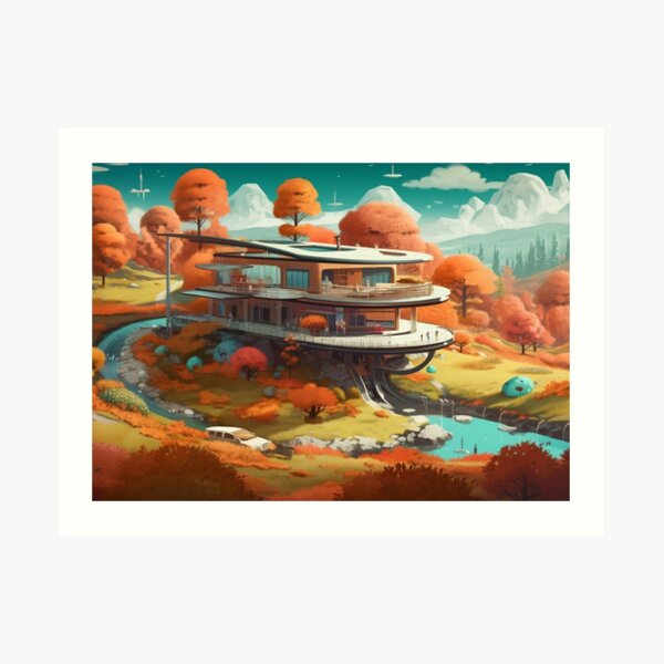"Hypercolour Retrofuturist Dreamhouse XI" Art Print for Sale by Bondi ...