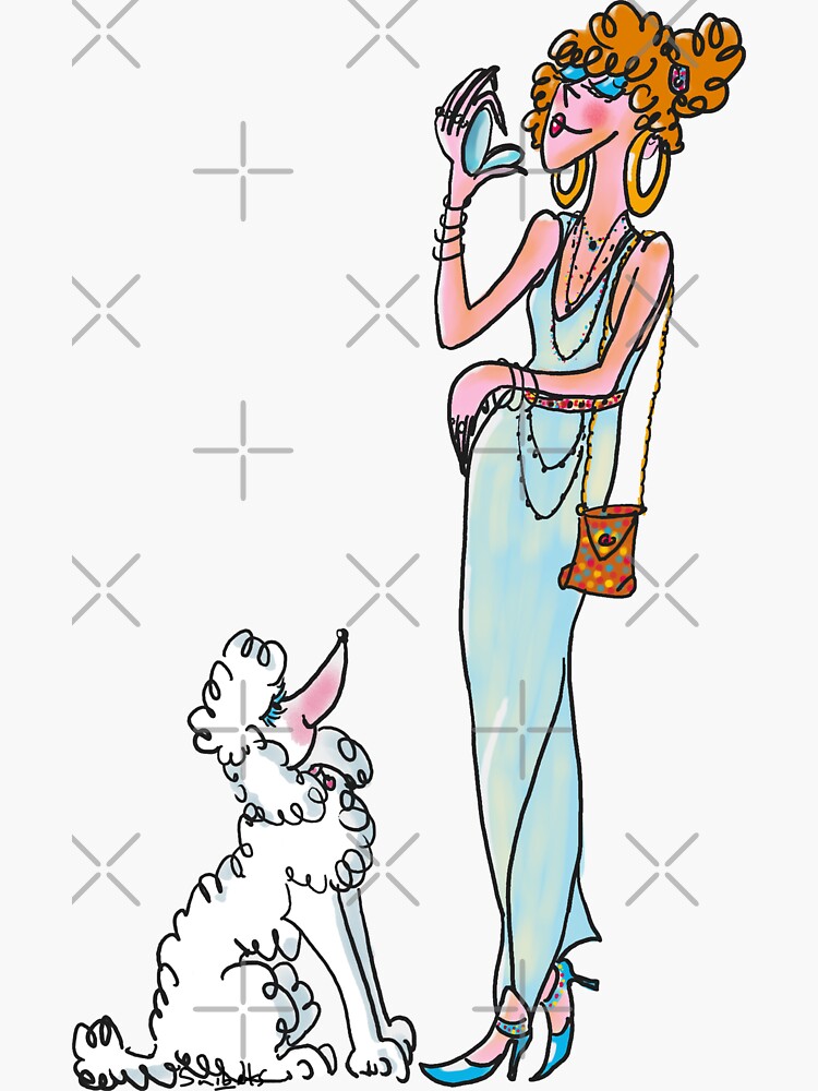 "Cute Poodle with a Fashion Model" Sticker for Sale by Suibets | Redbubble