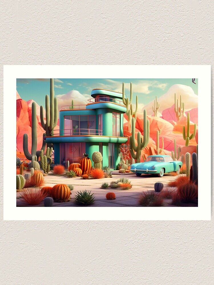 "Hypercolour Retrofuturist Dreamhouse XVII" Art Print for Sale by Bondi ...