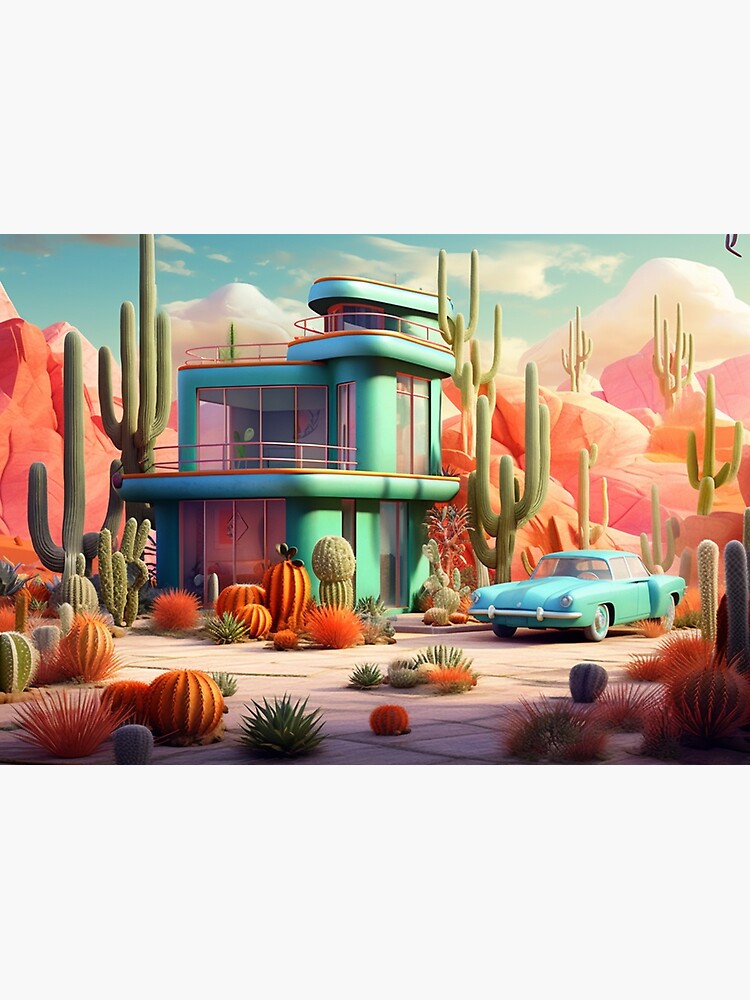 "Hypercolour Retrofuturist Dreamhouse XVII" Art Print for Sale by Bondi ...