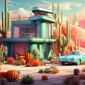 "Hypercolour Retrofuturist Dreamhouse XVII" Art Print for Sale by Bondi ...