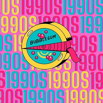 "1990s retro design 9 - Bubblegum Pink Background" Sticker for Sale by ...