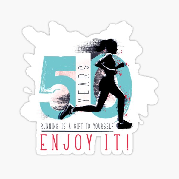 "Runner - 50th Birthday" Sticker for Sale by JIGGO | Redbubble