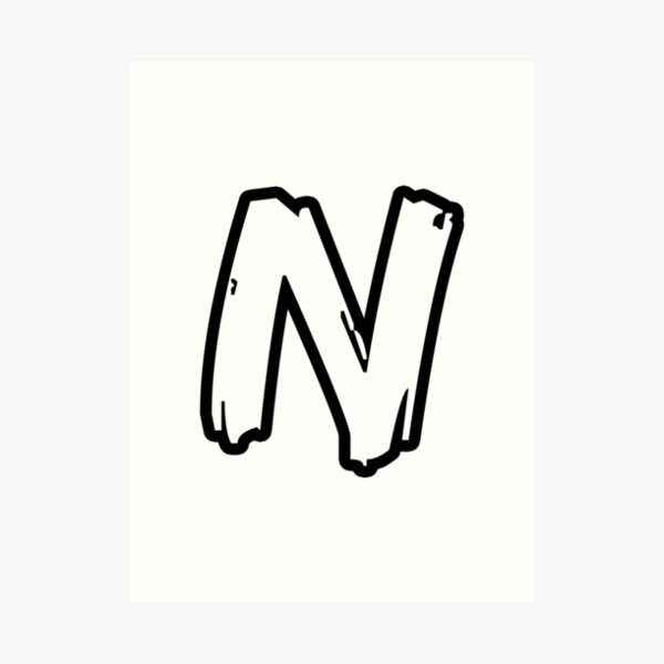 "N BRUSH STYLE CAPITAL LETTER INITIAL T-SHIRT MODERN MINIMALIST FONT ...