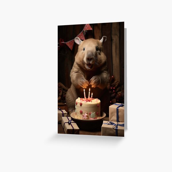"Wombat with a Birthday Cake" Greeting Card for Sale by OddCorro ...
