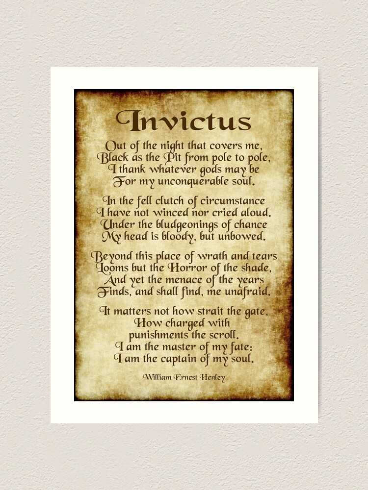 "Invictus - Old Parchment Design" Art Print for Sale by ggaura | Redbubble