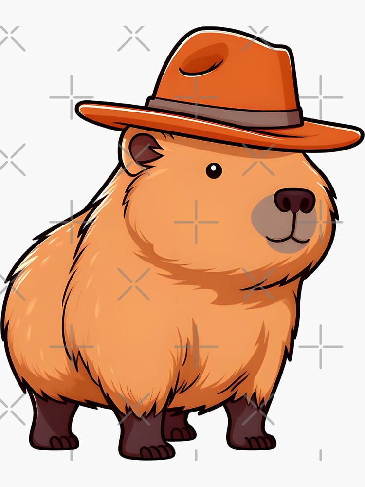"Capybara hat" Sticker for Sale by Ainango | Redbubble