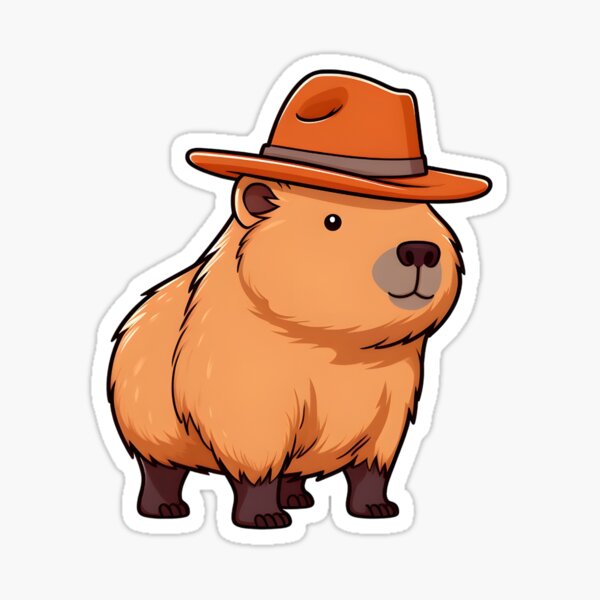 "Capybara hat" Sticker for Sale by Ainango | Redbubble